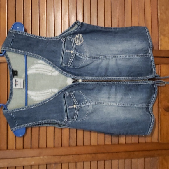Harley-Davidson | Tops | Womens Harleydavidson Jean Bling Vest | Poshmark